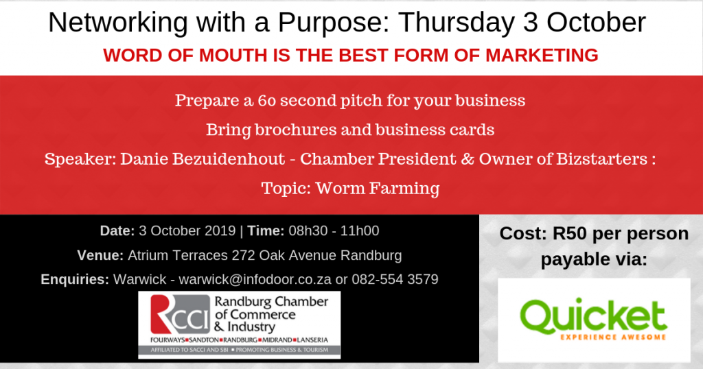 Networking With A Purpose Event 3 October 2019